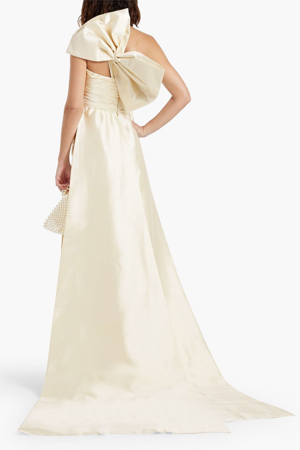 RACHEL GILBERT Wool and Silk Blend One-Shoulder Gown with Bow Detail ...